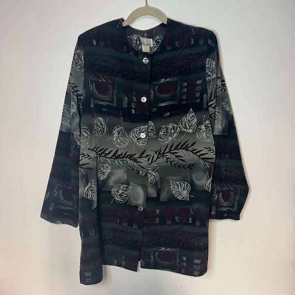Vintage | Jackets & Coats | Vintage Fall Leaf Print Leaves Long Womens ...